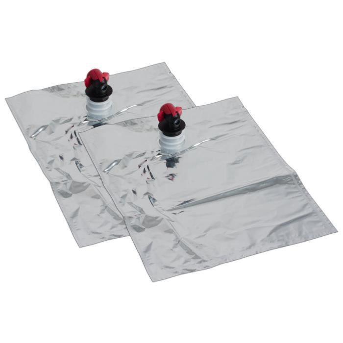 Poches vides format BIB, 5L, pack de 2, nettoyables et réutilisables