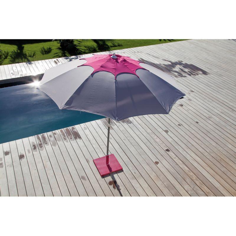 PARASOL DROIT FLOWER Ø 270 CM GRIS/FRAMBOISE