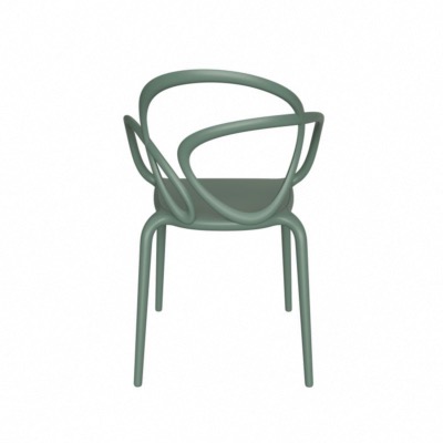 Chaise LOOP en polypropylene coloris vert sauge L56xP52xH84cm,design avec sa succession de courbes