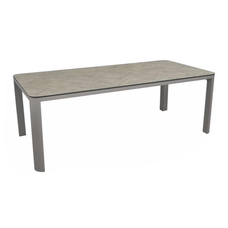 Table Eole 210 châssis alu époxy TAUPE plateau Trespa LUNA 8mm décor ...